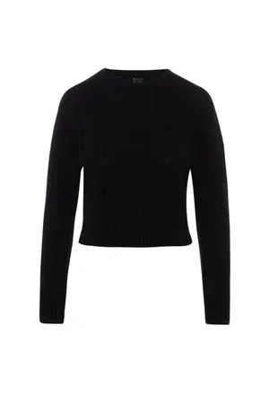 BUHU Textured Cable Knit Round Neck Sweater - Black
