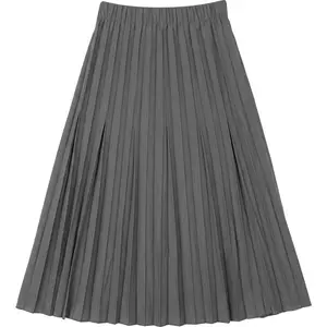 ASPECT Crinkle Pleated Elastic Waist Midi Skirt - Black