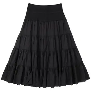 RED MYTH Tiered Midi Skirt - Black