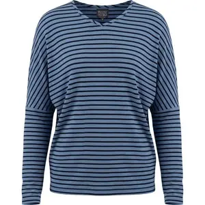 BUHU Striped Viscose-blend V-neck Top - Blue