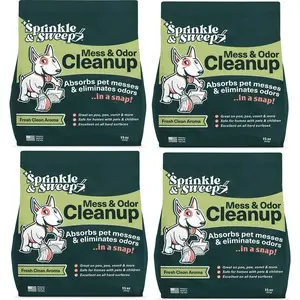 SPRINKLE & SWEEP Pet Mess And Cleanup Clumping Powder, 4 Pack - Multicolored