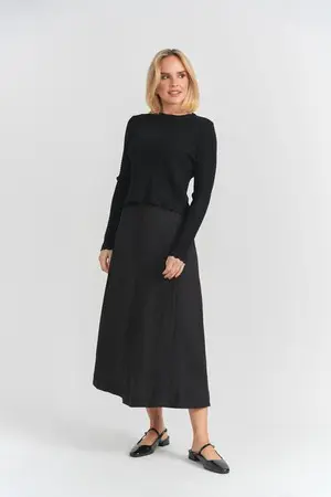 NONI DAILY Crinkle Cotton Three-panel Midi Skirt - Blue