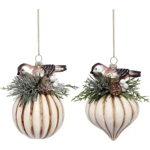 MARK ROBERTS Ribbed Festive Ornament - Brown
