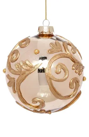 MARK ROBERTS Scroll Ball Ornament - Gold