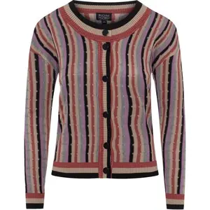 BUHU Textured Knit Striped Button Front Cropped Cardigan - Multi