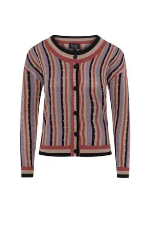 BUHU Cropped Textured Knit Striped Cardigan
