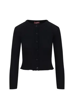 QEW Ribbed Knit Cropped Cardigan