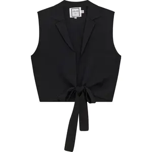MILAN ITALY Cropped Wrap Vest - Black
