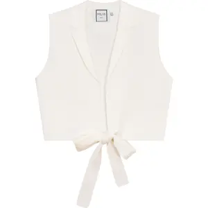 MILAN ITALY Cropped Wrap Vest - Off White
