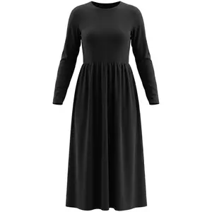 NONI Woven Long Sleeve Midi Dress - Black