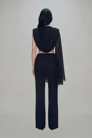ATOIR Leonie Cropped Corset Top With Chiffon Drapery