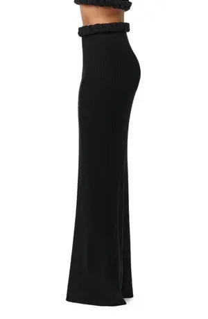 Naked Wardrobe Braided Waist Maxi Sweater Skirt - Black
