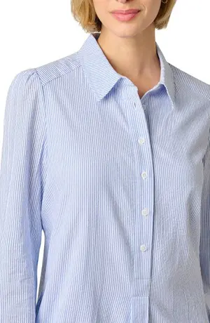 Adrianna Papell Hailey Stripe Button-up Shift Shirtdress