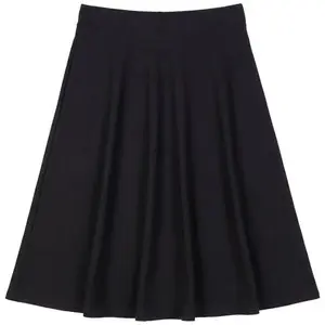 ELLE COUTURE Flared Waist Comfort Stretch Knit Midi Skirt - Black
