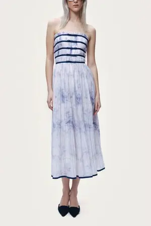 NOCTURNE Bow Detail Strapless Midi Dress - Multi-colored