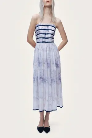 NOCTURNE Bow Detail Strapless Midi Dress