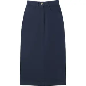 ULLA MAXI ULLA MAXI Straight Cotton Skirt Navy
