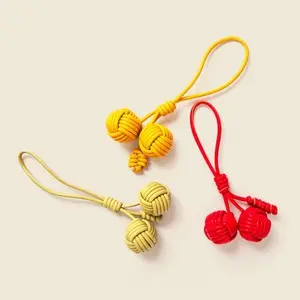 CASUPO Vegan Leather Monkey Fist Tassel Bag Charm - Red