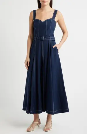 CIEBON Ariena Belted Maxi Dress - Navy