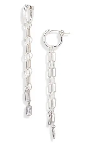 CHILD OF WILD Layla Linear Chain Earrings With Cubic Zirconia - Silver
