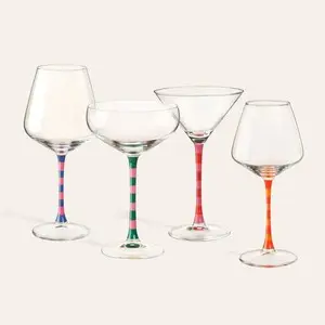 ZSA ZSA ZSU Loess Hand Painted Glass White Wine Glass 15 Oz