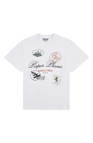 PAPER PLANES Postcard Graphic T-shirt - White