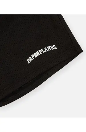 PAPER PLANES Logo Mesh Basketball Shorts - Black