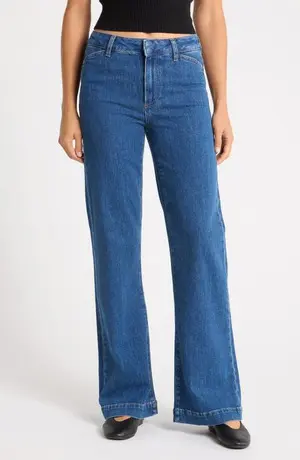 Paige Leenah Curved Pocket High Waist Wide Leg Jeans - Glendora