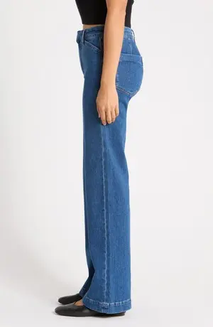 Paige Leenah Curved Pocket High Waist Wide Leg Jeans - Glendora