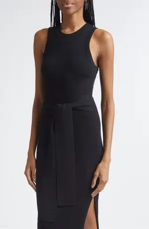 TOCCIN Piper Tie Front Midi Dress - Jet