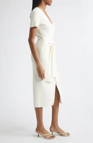 TOCCIN Agnes Short Sleeve Sweater Dress - Ivory