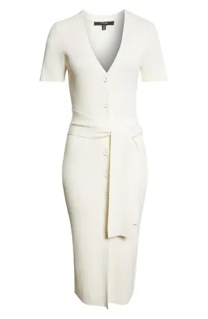 TOCCIN Agnes Short Sleeve Sweater Dress - Ivory