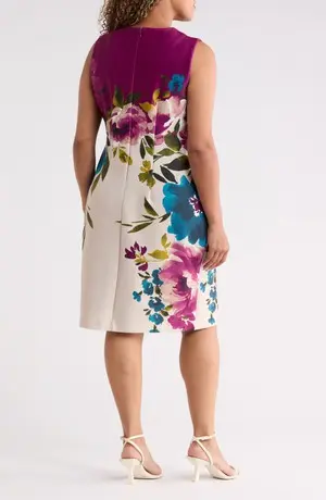 Anne Klein Floral Print Scuba Sheath Dress