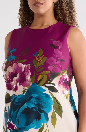 Anne Klein Floral Print Scuba Sheath Dress