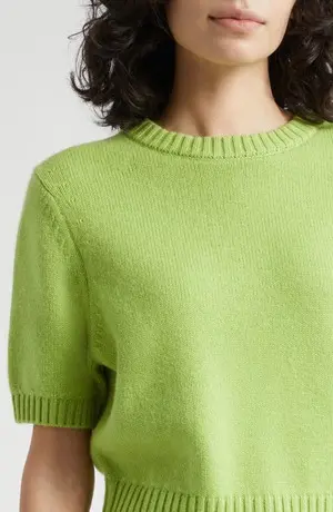 TOCCIN Elsie Short Sleeve Wool & Cashmere Cropped Sweater