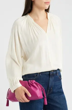 Veronica Beard Small Stash Leather Bag - Berry