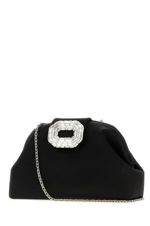 Amina Muaddi Satin Camelia Clutch
