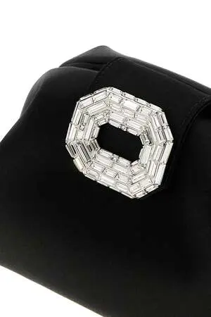Amina Muaddi Satin Camelia Clutch