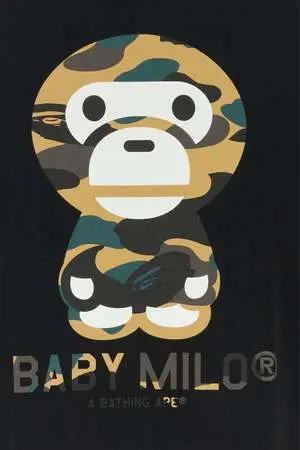 A BATHING APE Cotton 1st Camp Baby Milo T-shirt - Black
