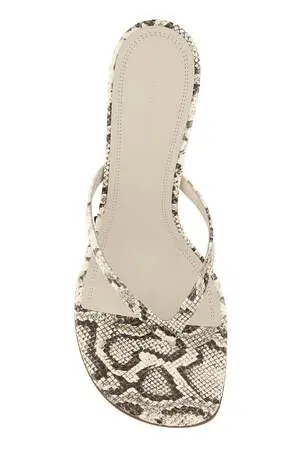 Amina Muaddi Printed Leather Juliette Thong Mules