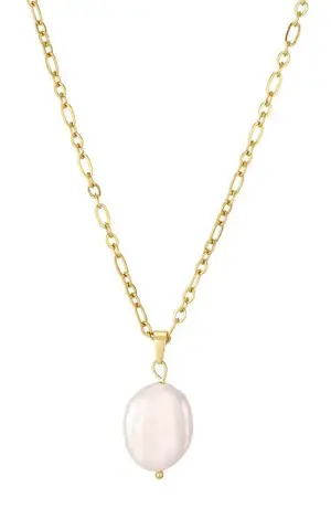 ST. MORAN Freshwater Pearl Pendant Necklace - Gold/white