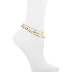 Bp. Set Of 3 Assorted Chain Anklets - Gold Multi