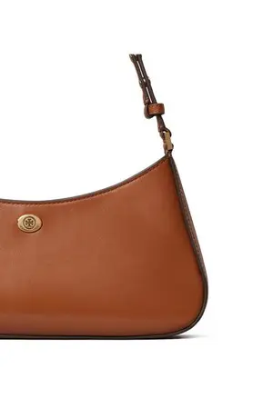 Tory Burch Robinson Leather Zip Top Shoulder Bag - Aged Tan