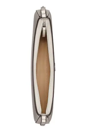 Tory Burch Robinson Leather Zip Top Shoulder Bag - Light Cream