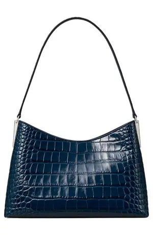 Tory Burch Small Robinson Croc Embossed Leather Shoulder Bag