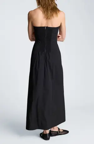KENNETH COLE Strapless Stretch Poplin Maxi Dress