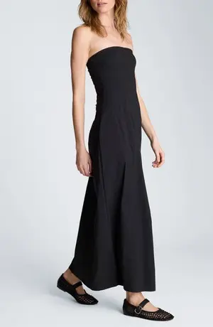 KENNETH COLE Strapless Stretch Poplin Maxi Dress
