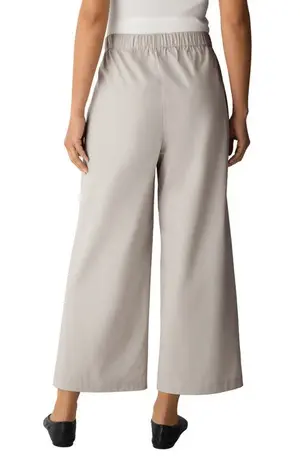 Eileen Fisher Wide Leg Stretch Organic Cotton Ankle Pants