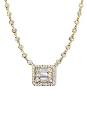 MINDI MOND Clarity³ All Diamond Halo Pendant Necklace - Gold