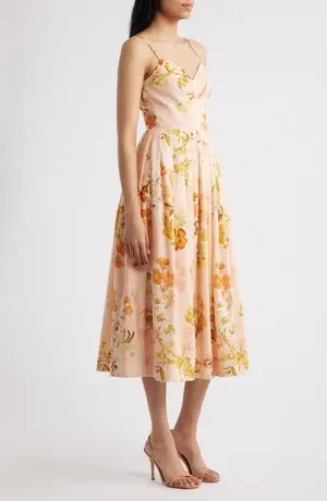 Julia Jordan Floral Linen Blend Midi Dress